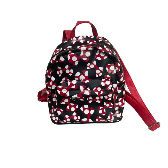 Disney | Bags | Disney Parks Minnie Mouse Bows Mini Backpack Bag Black ...